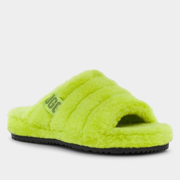 UGG | Shoes | Nwob Ugg Fluff You Slide Sandals Key Lime Green Fluffy Sheepskin Slipper | Poshmark